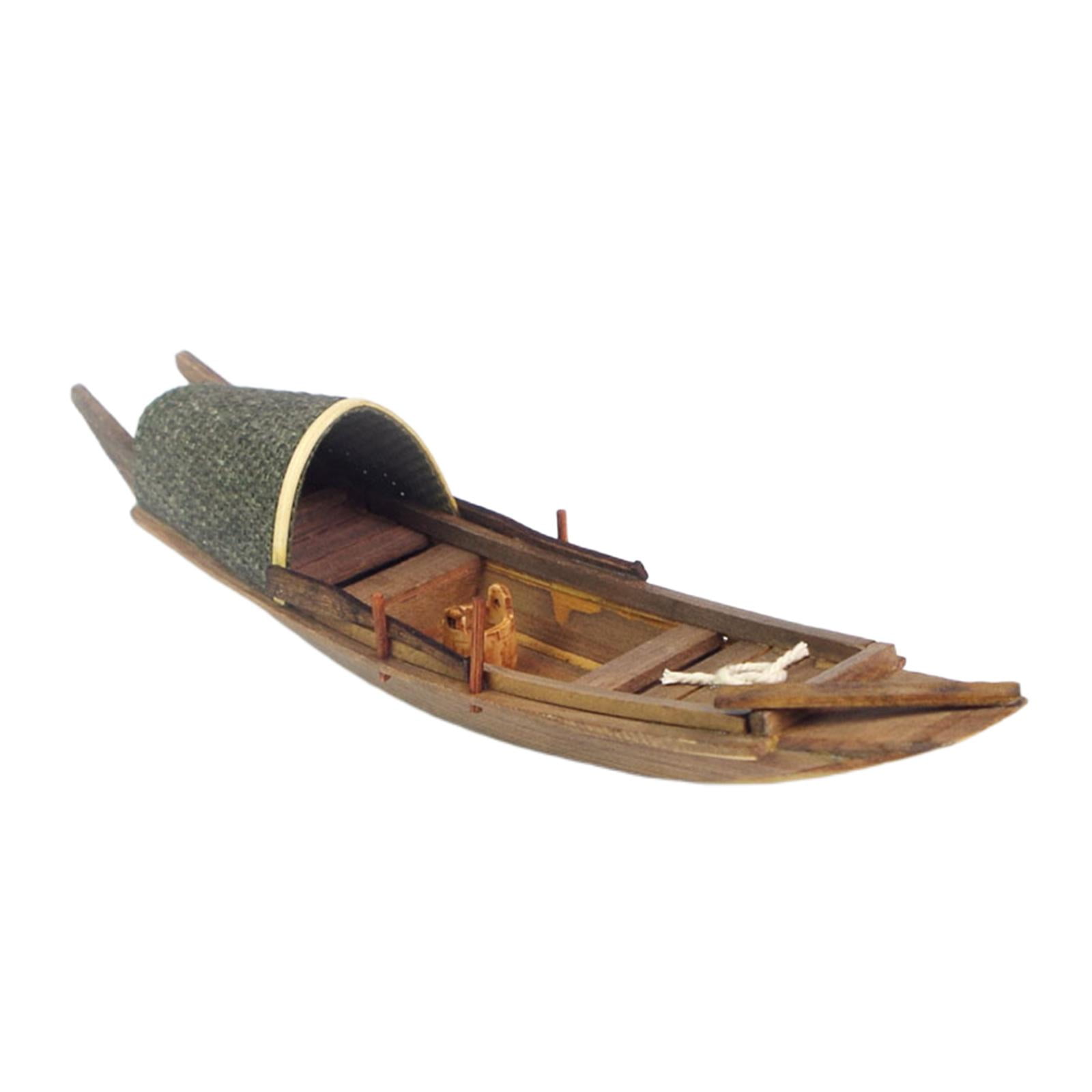 Hand Wooden Miniature Canoe Ship Mini Sailboat Model Sailing Boat for ...