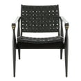 SAFAVIEH Couture Dilan Modern Leather Solid Safari Chair, Black ...