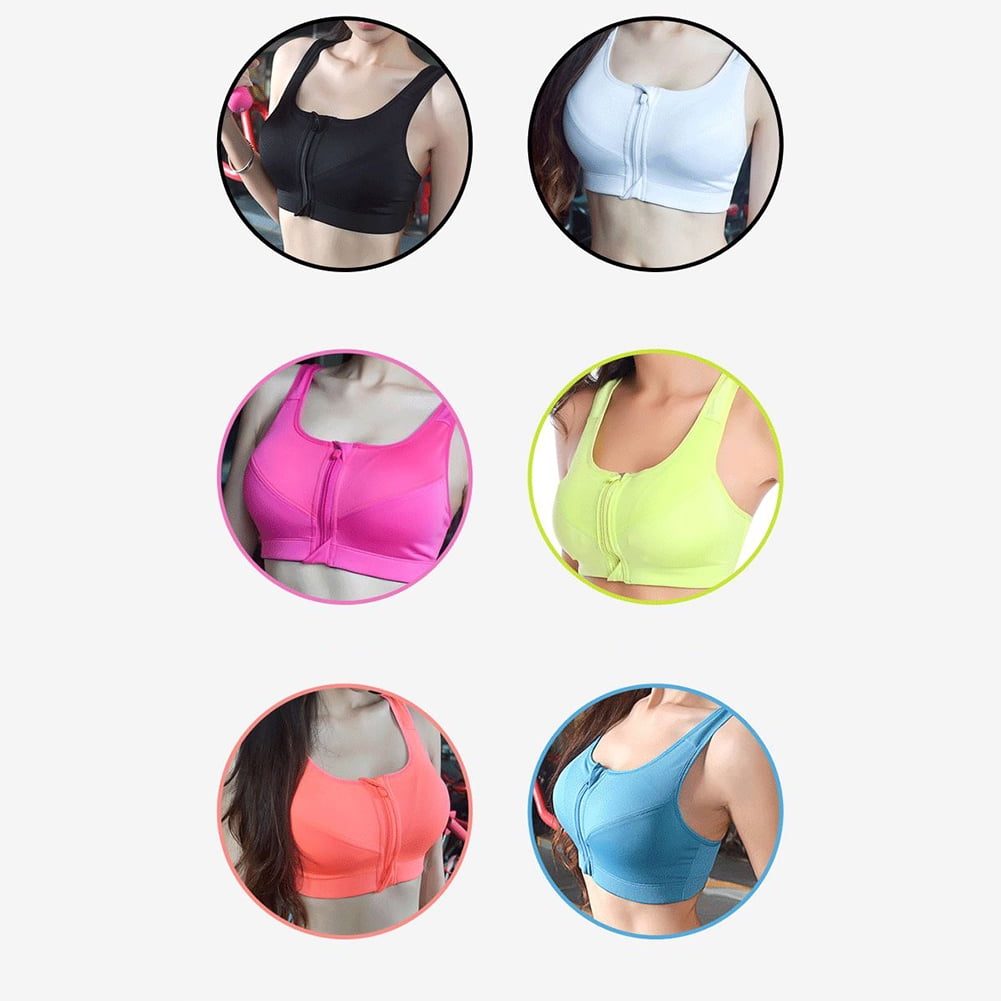 Women Wireless Breathable Thin Sports Bra Shockproof Running Bra With Zipper Colororange Sizem