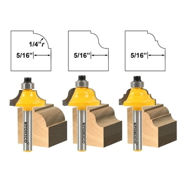 Yonico 5 Bit Casing & Base Molding Router Bit Set - 1/2" Shank - 16501 ...