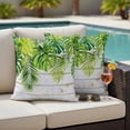 2 Pack Outdoor Waterproof Throw Pillow Covers,Summer Green Palm Leaf ...