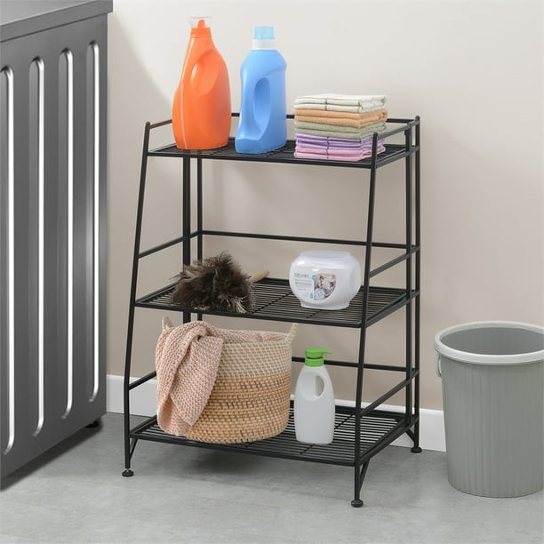 Convenience Concepts Xtra Storage Three-Tier Ladder Folding Black Metal ...