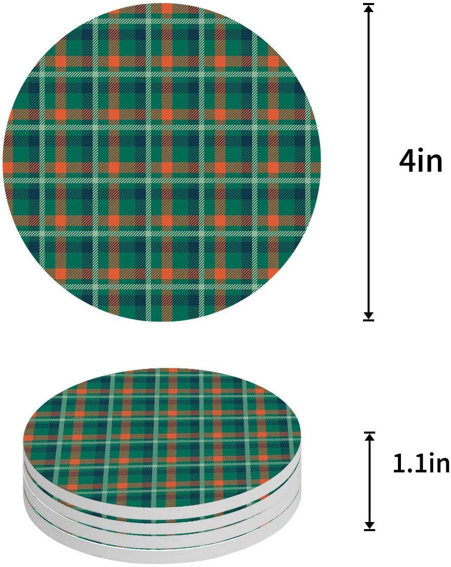 ZHANZZK Rustic Green Buffalo Check Plaid Marry Christmas Set of 6 Round ...