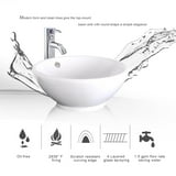 Eclife 16.5" Round Ceramic Bathroom Sink Combo with Faucet 1.5 GPM and Pop up Drain Bathroom ...