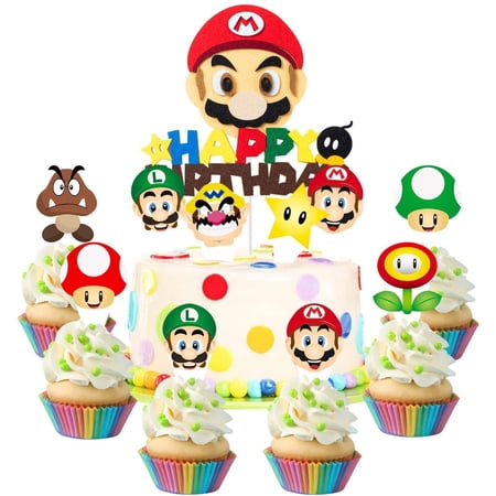 KSCD 49Pcs Mario Brother Cake Toppers, Wario Themed Party Cake ...