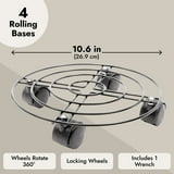 Bright Creations Metal Rolling Plant Stand Base 10.6 Inch with Wheels ...