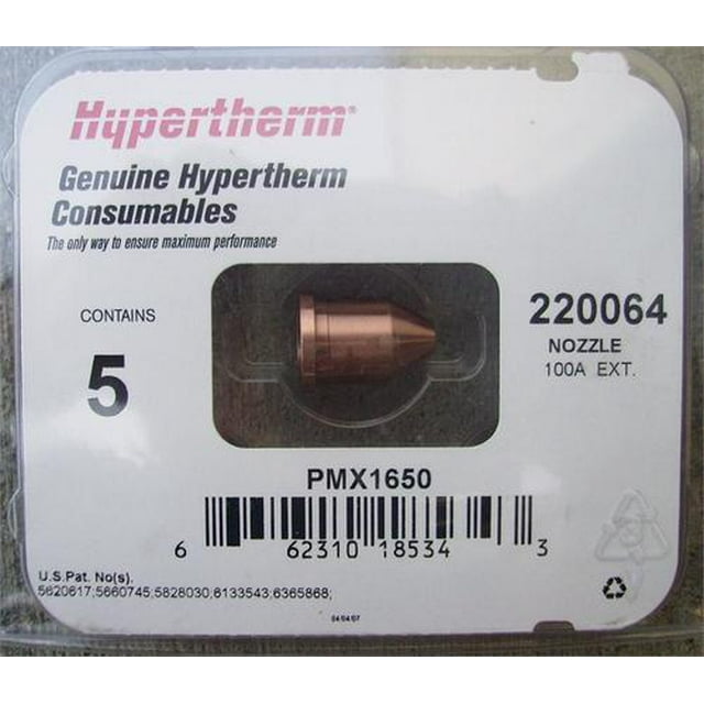 Hypertherm 220064 Powermax 1650 100 Amp Unshielded Nozzles - 5 Pack ...