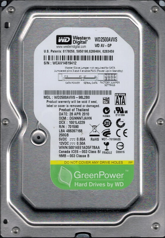 Western Digital WD2500AVVS-98L2B0 250GB DCM: DGNNNTJAHN - Walmart.com