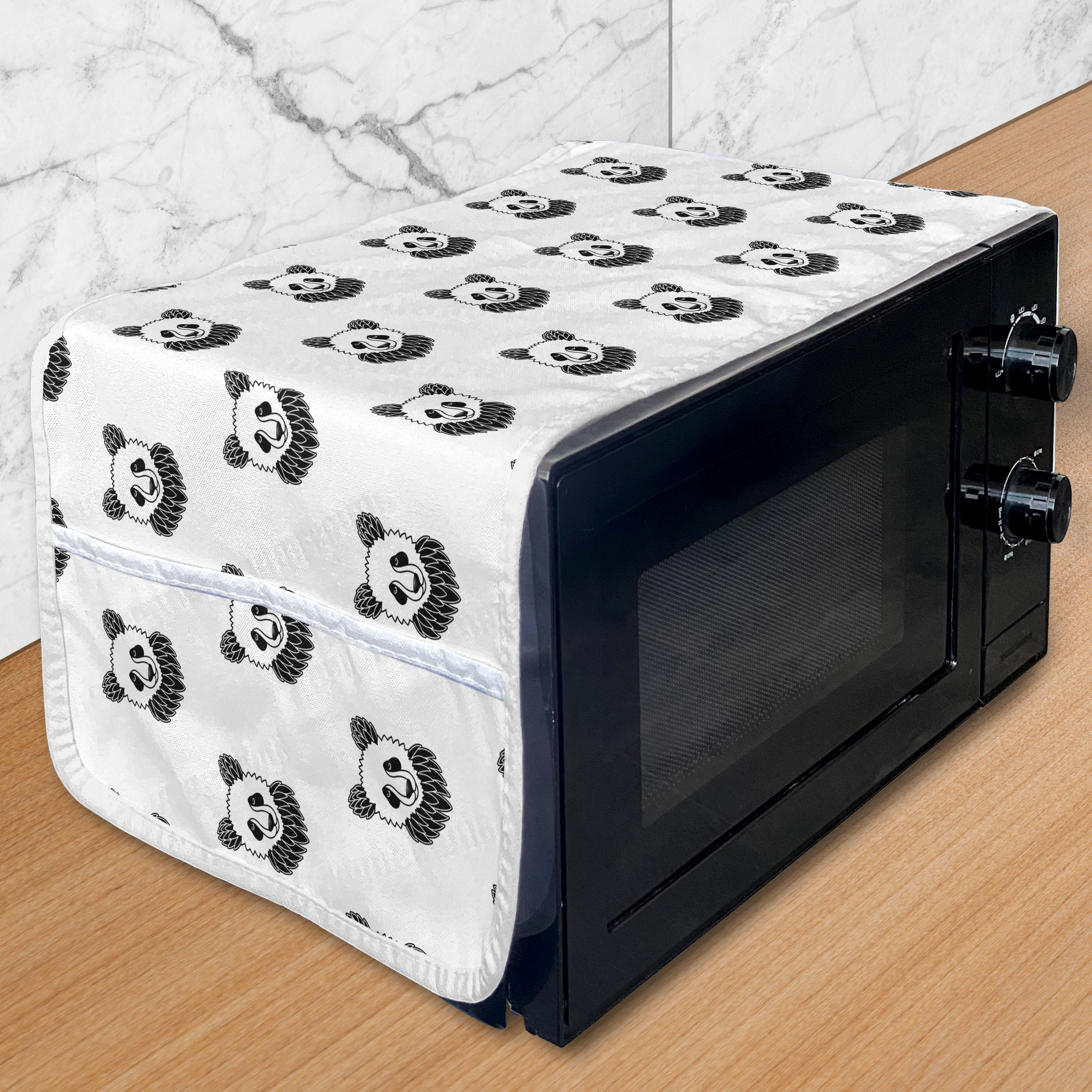 Tattoo Microwave Oven Cover, Panda Bear Portraits Mascots Pattern for ...