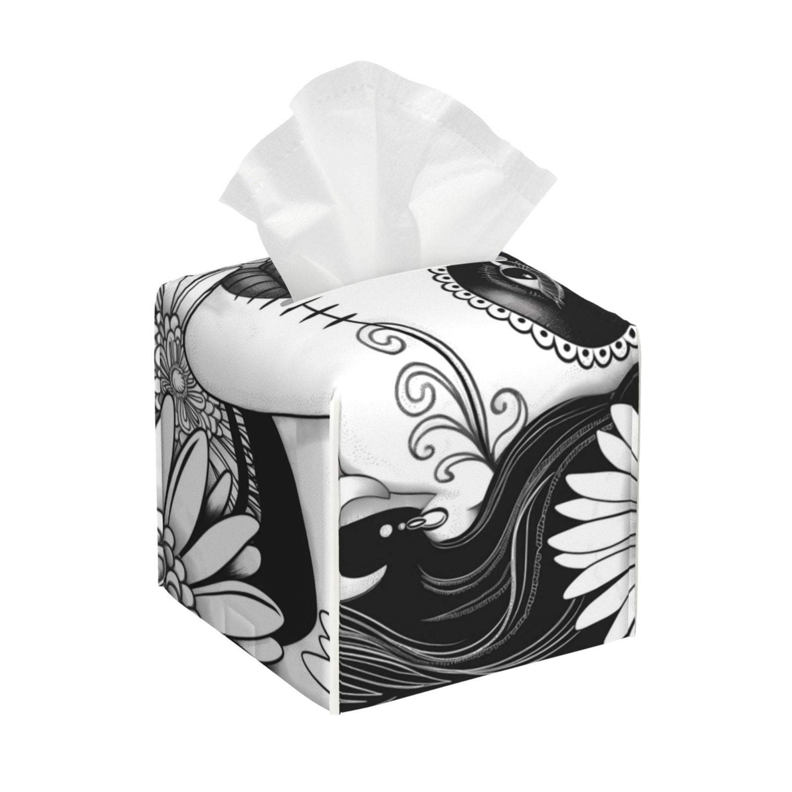 Fotbe Floral Sugar Skull Portrait Porta Pañuelos Decorativo de Cuero, Caja Cuadrada Moderna para ...