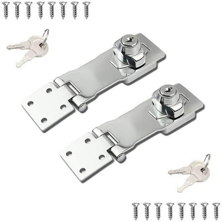 2 Packs Keyed Hasp Locks, Chrome Plated Hasp Lock, Catch Latch Safety ...