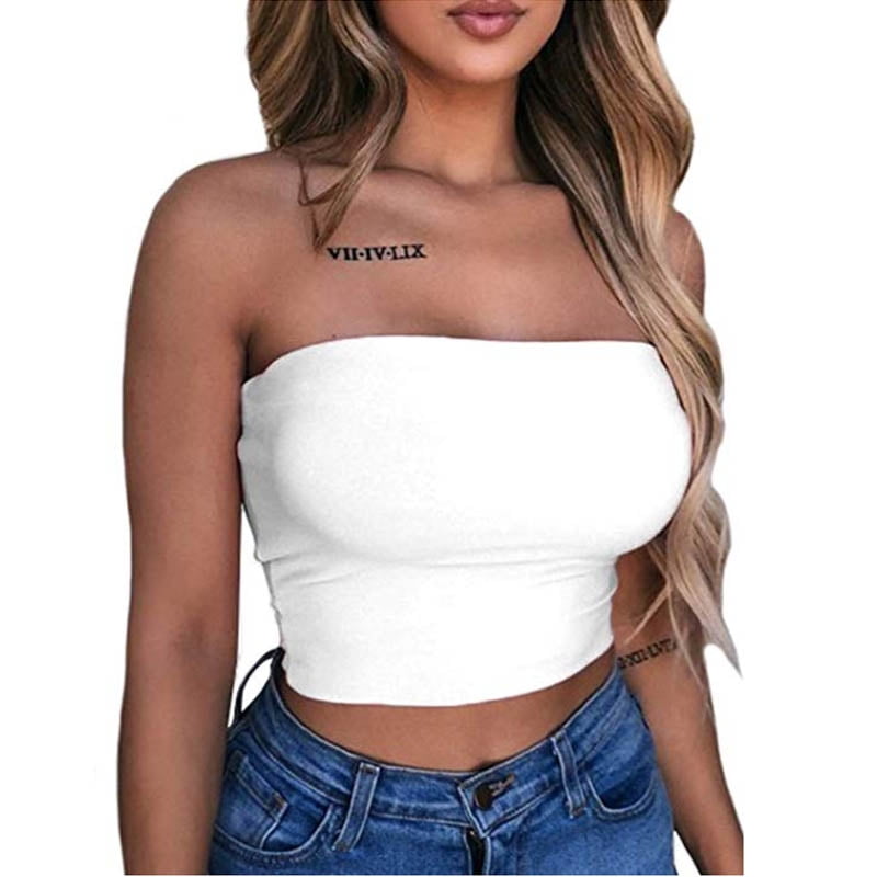 Mlpeerw Mlpeerw Women Strapless Top Crop Top Elastic Boob Bandeau