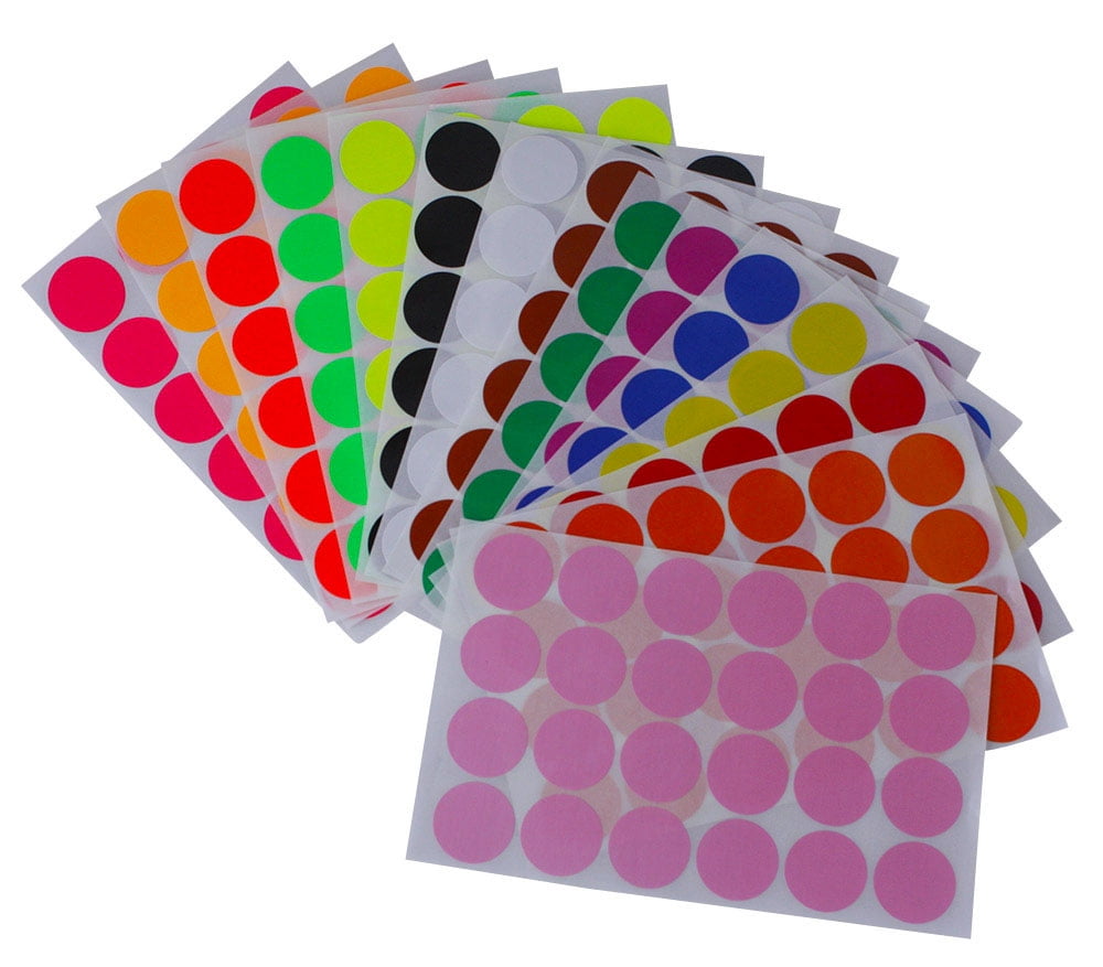 Royal Green Round Stickers 1" inch in 15 Colored Sticker dots 25mm ...