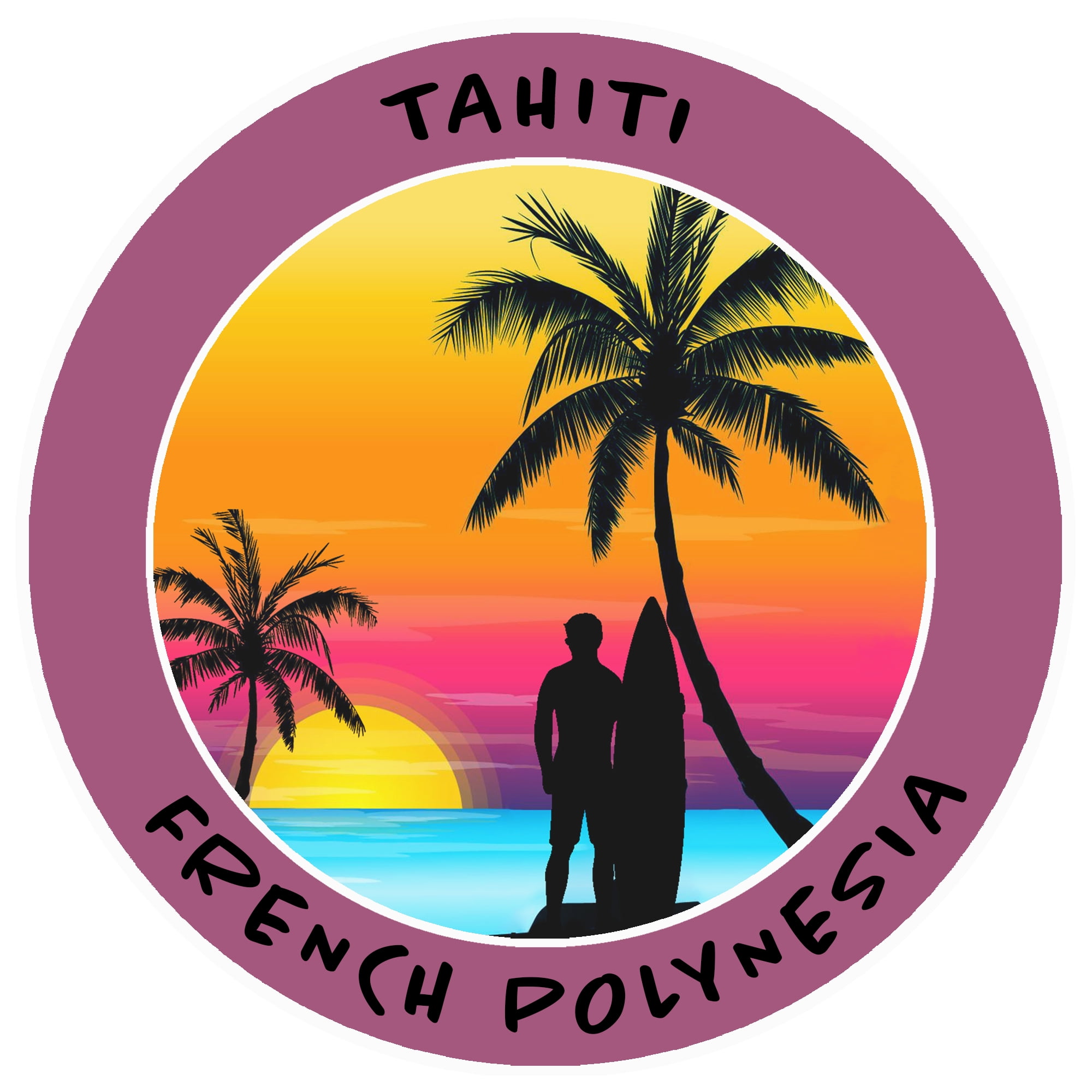 Tahiti, French Polynesia Surfer Sun Decorative Car Truck Decal Window ...