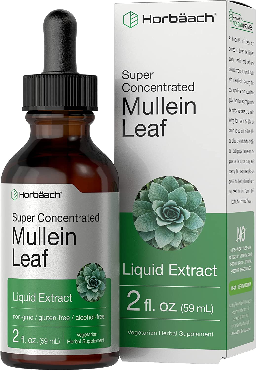 Mullein Leaf Liquid Extract | 2 oz | Vegetarian & Alcohol Free | by ...
