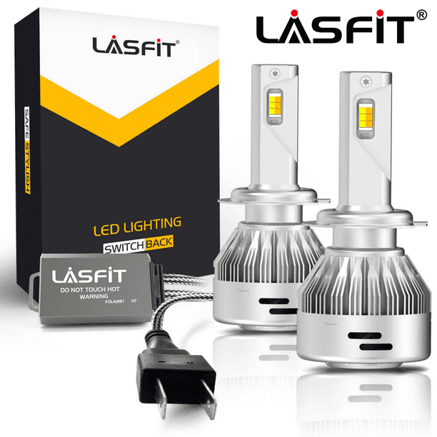 Lasfit H7 LED Headlight Bulbs Switchback High Low Beam Fog Light, 60W 6000LM Amber/White ...