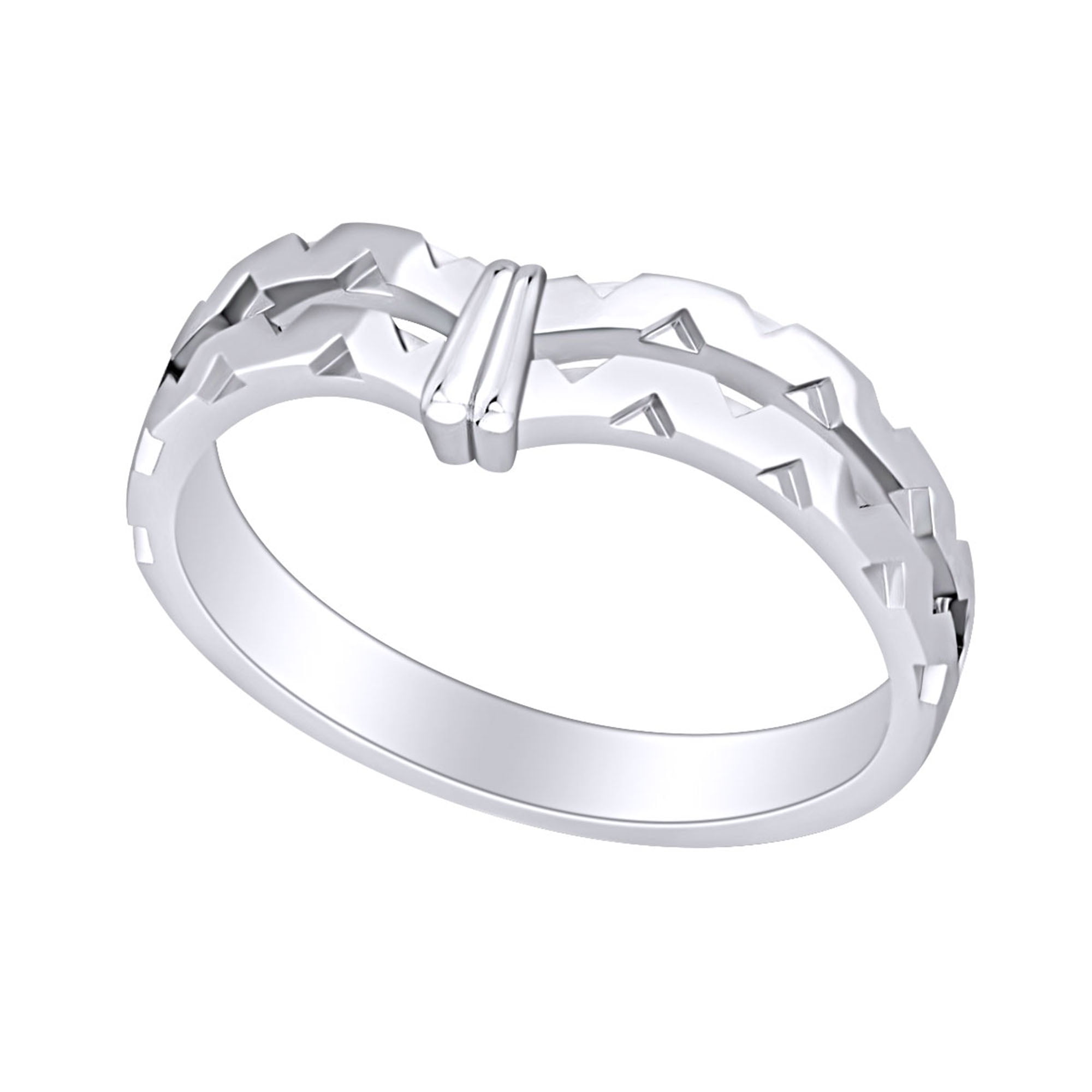 V Shape Band Ring 14k White Gold Over Sterling Silver - Walmart.com