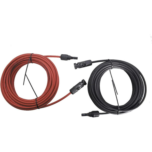 waltyotur 30FT Solar Panel Extension Cable 10AWG Red + Black Solar ...