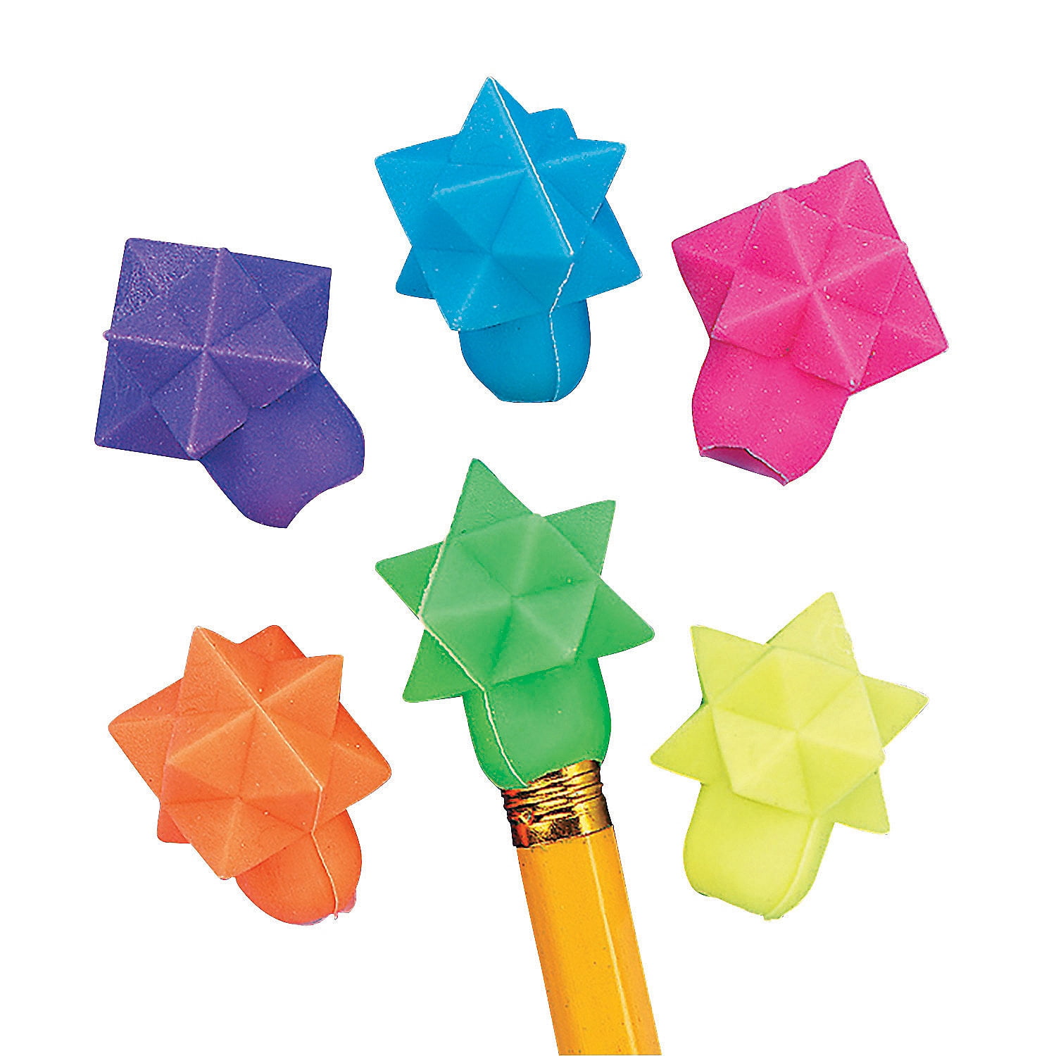 Star-Shaped Eraser Pencil Toppers - Stationery - 144 Pieces - Walmart.com