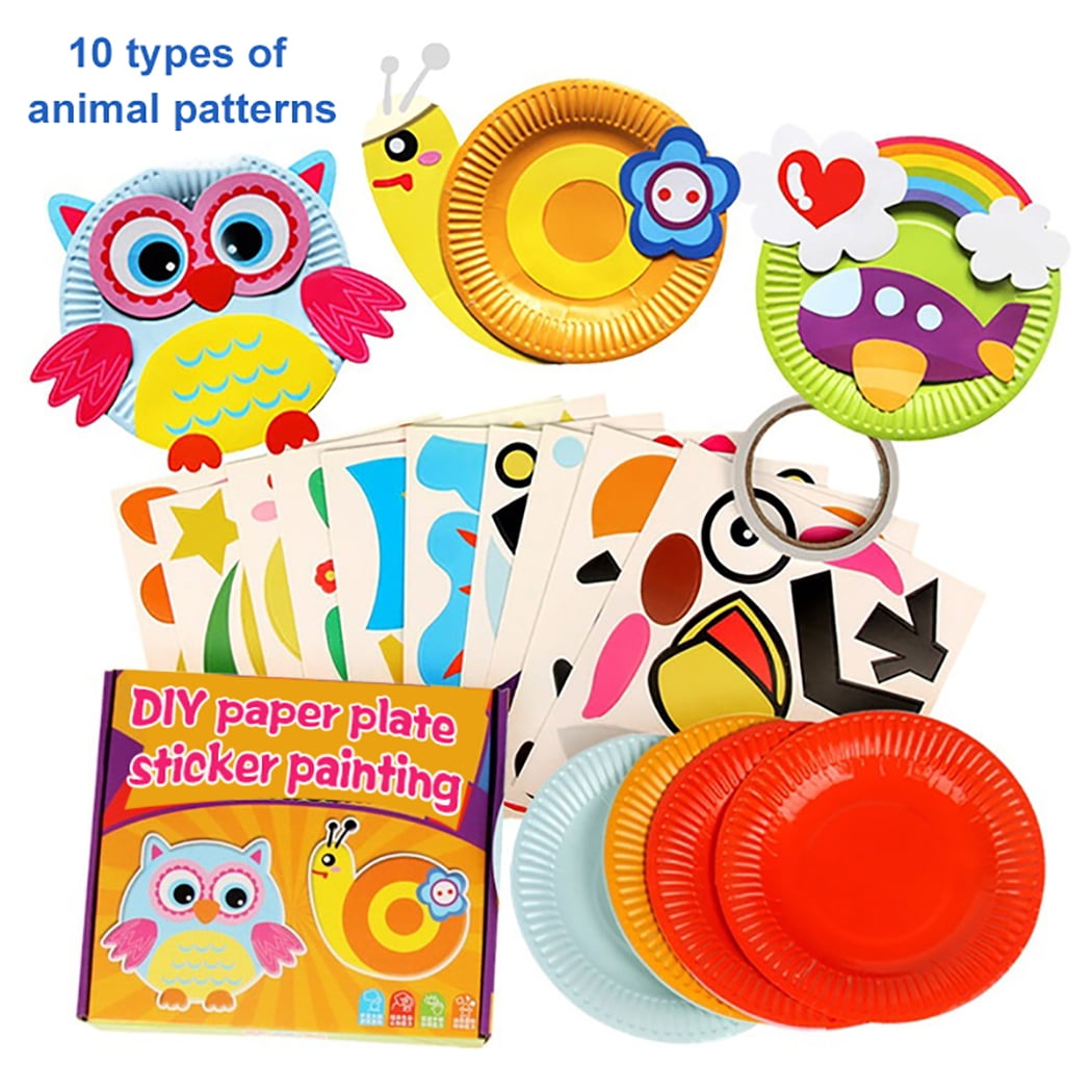 Paper Plate Art Kit Cartoon DIY Funny Educational Paper Plate Craft Kit ...