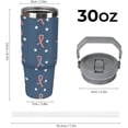 30 Oz Insulated Tumblers with Flip Straw Lid Top Handle Flag Ribbons ...