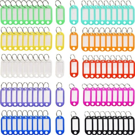 Key Tags, 100 Pcs Key Tags with Labels Key Fobs ID Plastic Key Tags Key ...