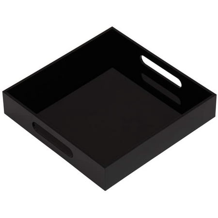 Glo y Black Sturdy Acrylic S ving Tray with Handle 10x10Inch S ving ...