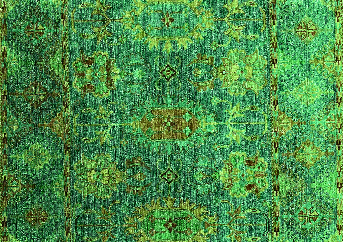 Ahgly Company Indoor Rectangle Oriental Green Industrial Area Rugs, 2 ...