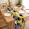 Abstract Art Cotton Linen Table Runner Yellow White Black Gray Line ...
