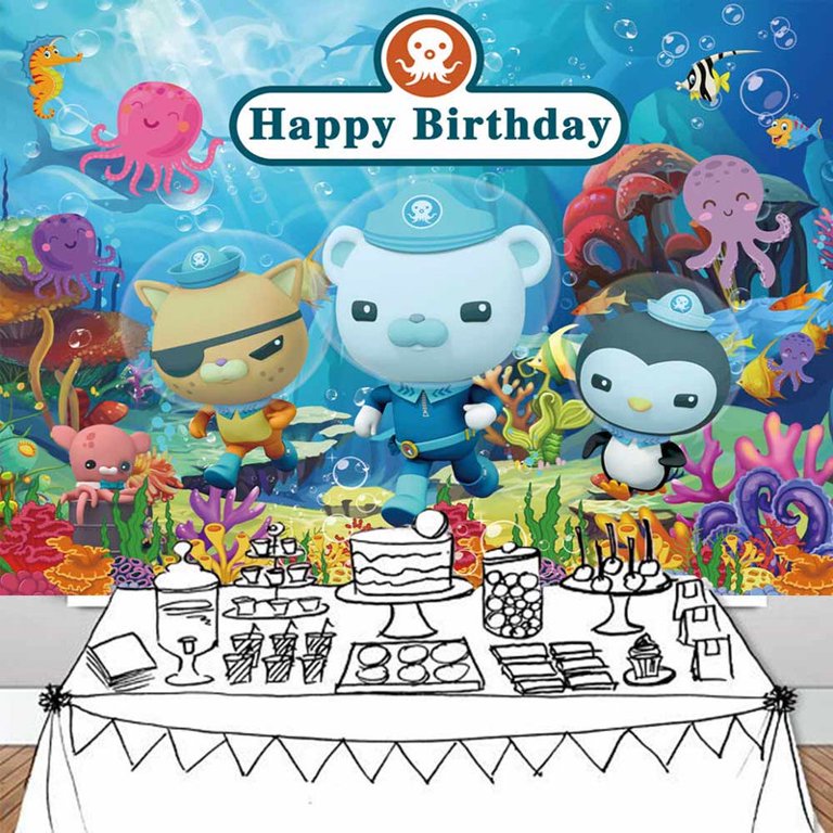 Octonauts Theme Birthday Party Banner Cupcake Cake Topper Decoration ...