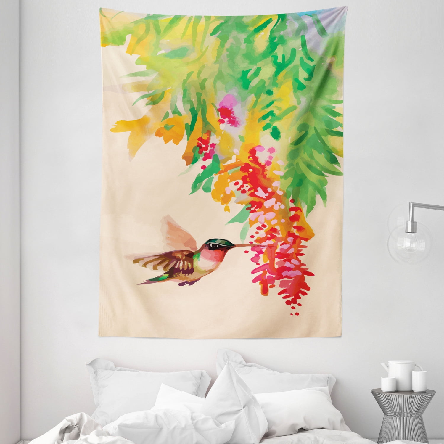 Hummingbird Tapestry, Image of Colibri Bird and Flowers Exotic Tree ...