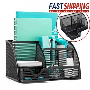 MissionMax Small Bamboo Caddy Desk Organizer with Drawer and ...