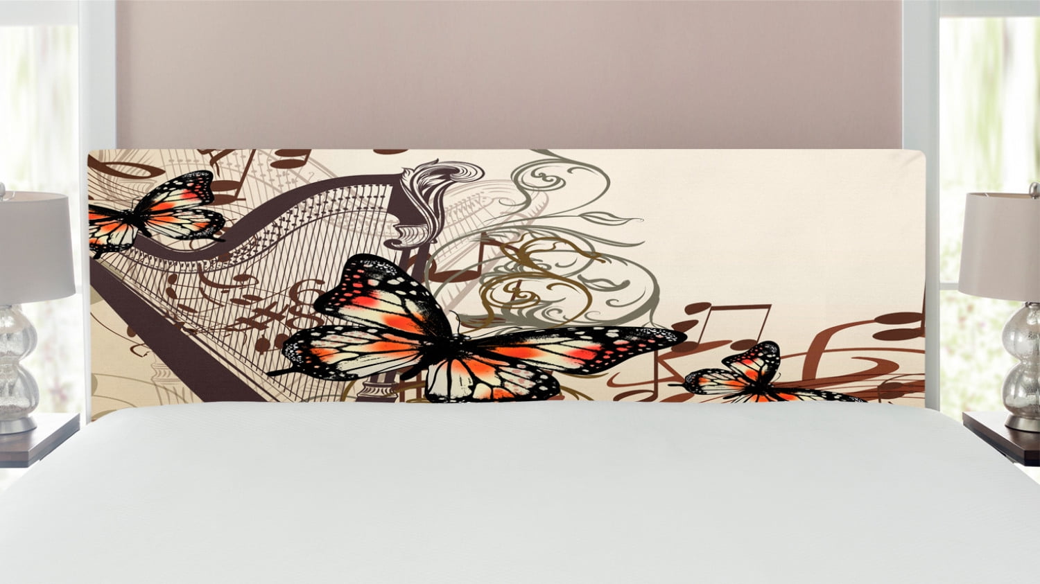 Butterflies Headboard, Harp Ornament and Butterflies Classic Musical ...
