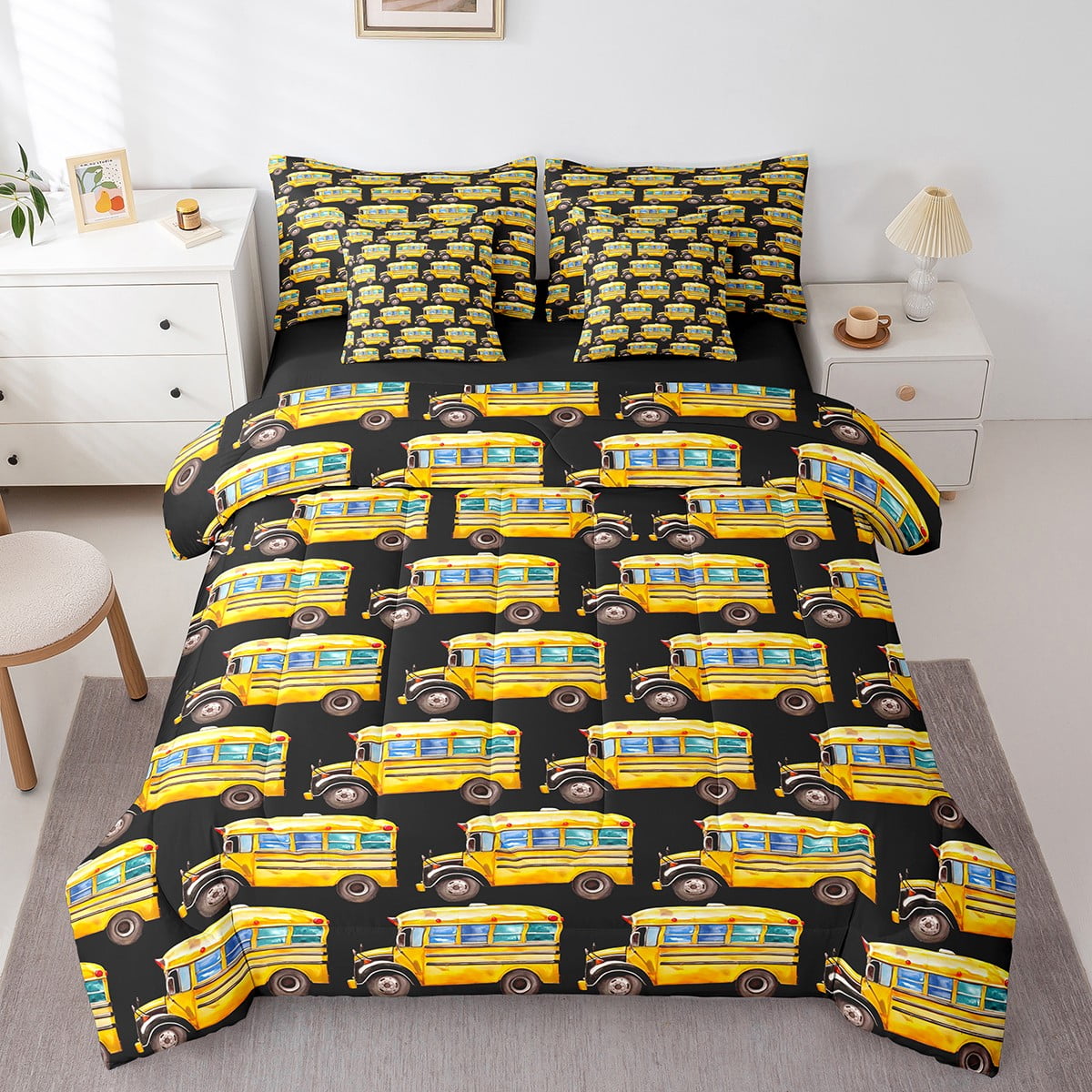Click here for Yst Yellow School Bus Comforter Set 7 Piece Bed In... prices