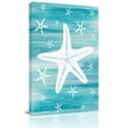 Aqua Nautical Starfish Canvas Wall Art for Living Room, Coastal Modern ...