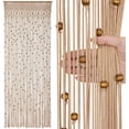 Boho Macrame Beaded Curtain Handmade Door Closet Curtain with Wooden ...