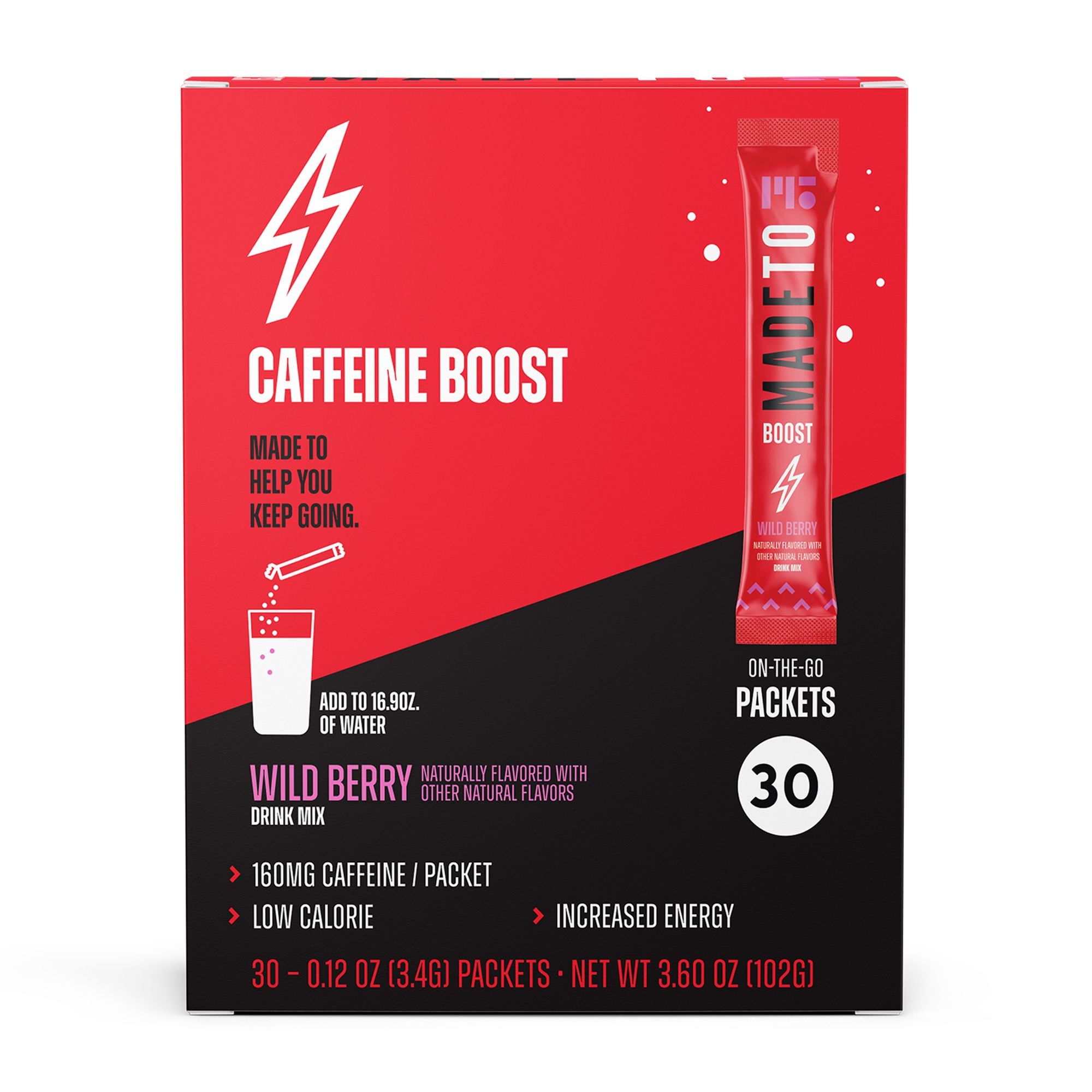 MadeTo Caffeine Boost Packets, Wild Berry, 30ct - Walmart.com