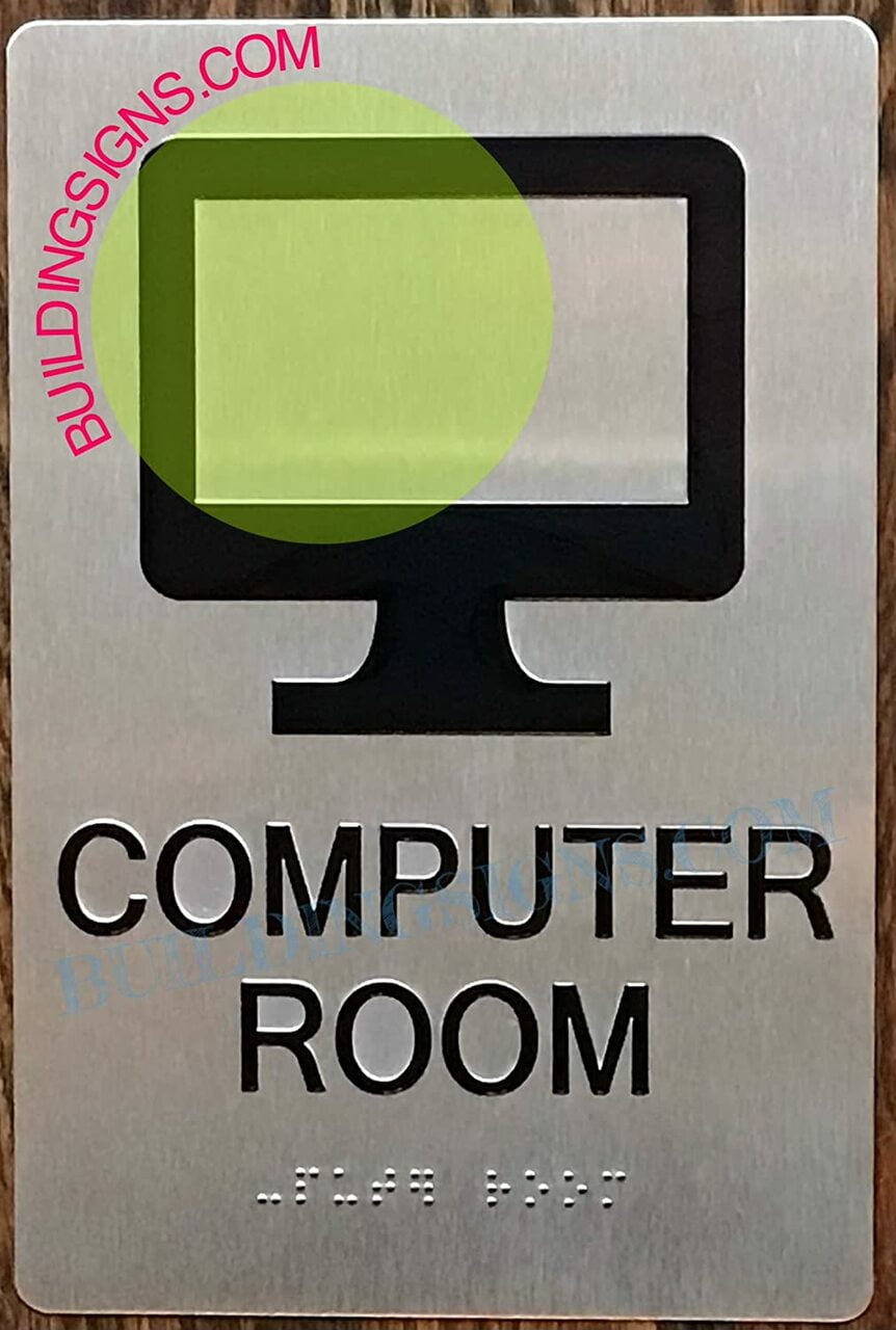 Computer Room Sign -Braille Sign with Raised Tactile Graphics and ...