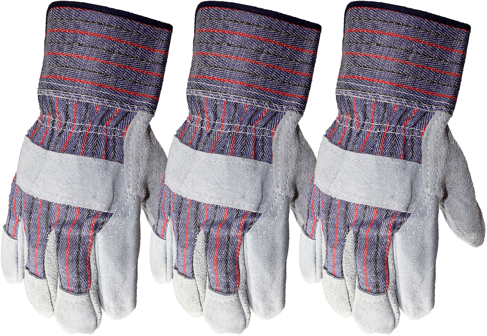 Hyper Tough 3-Pk Work Gloves Cowhide Leather with Safety Cuff. Size Men ...