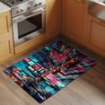 City Night View Entryway Rug 2'x3' Modern Neon Building Traffic Lights ...