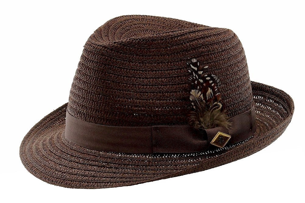 Stacy Adams Men's Sting Brim Chocolate Paper Braid Fedora Hat - Walmart.com
