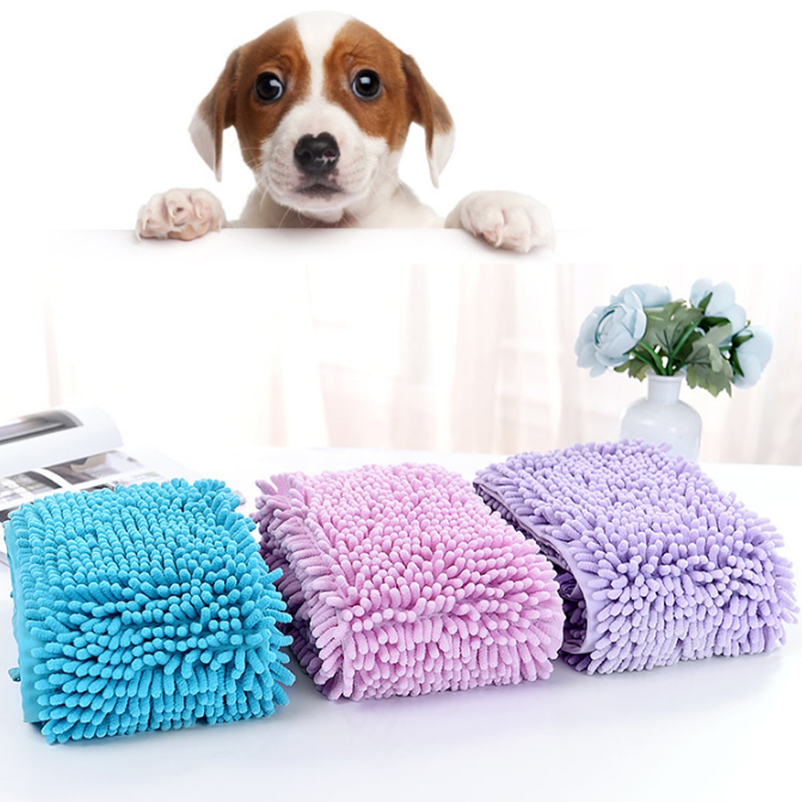 SPRING PARK Large Pet Microfiber Towel Dog Cat Cleaning Drying Bath ...