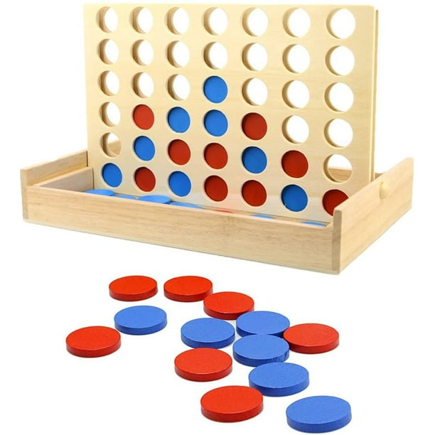 Wooden 4 in a Row Game, LNGOOR Foldable Board Line Up 4 Game,Classic ...