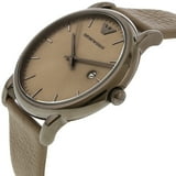 Emporio Armani Men's Armani Luigi Beige Dial Leather Strap Watch ...