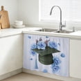 Blue Floral Graduation Cap Small Cabinet Curtains 10"W x 11"L, Modern ...
