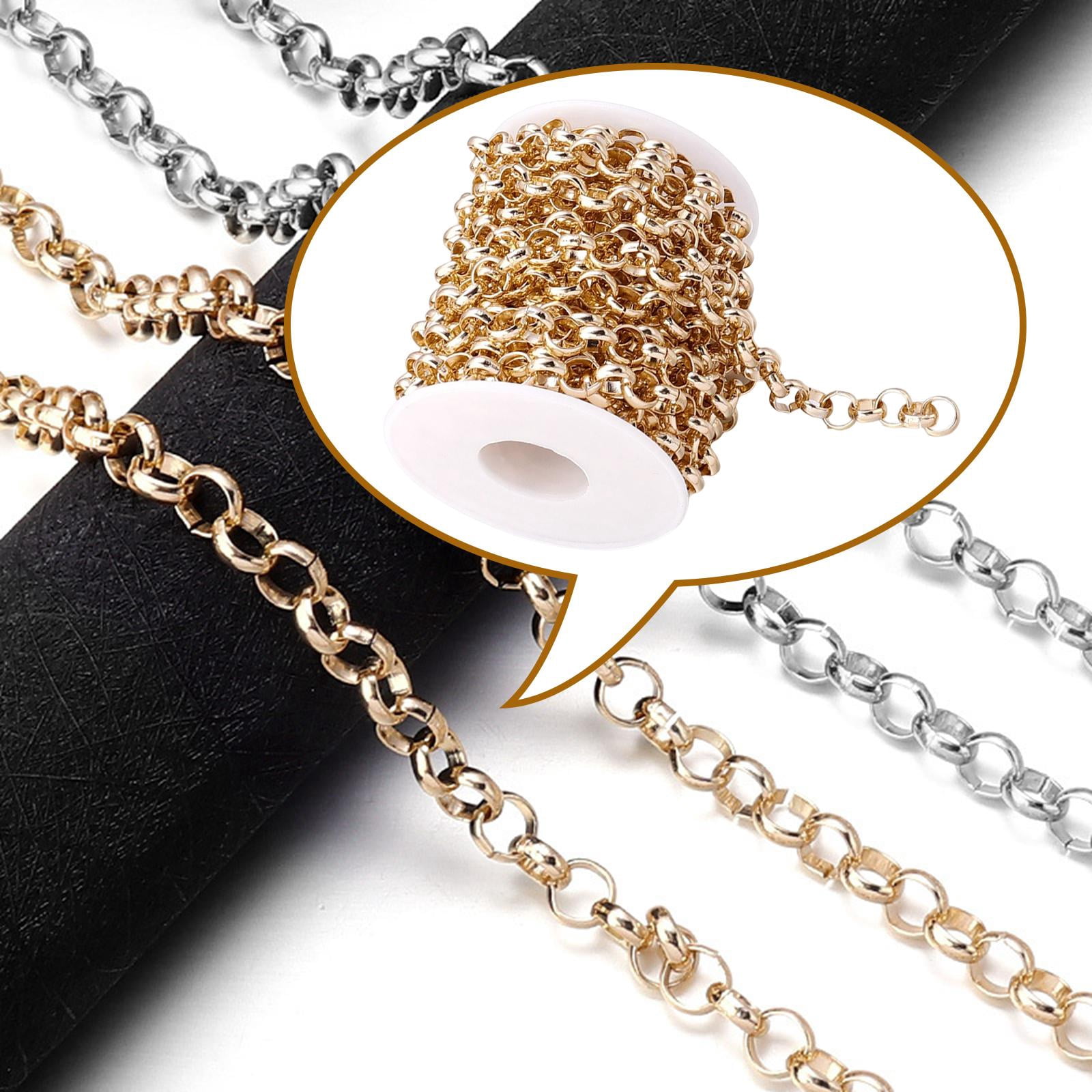 15 Feet/5 Meters Unwelded Aluminum 8mm Round Link Chain with Roll of ...