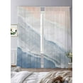 Blue Gradient Sheer Curtains 96 inches Long, Sea Waves Sandy Beach ...
