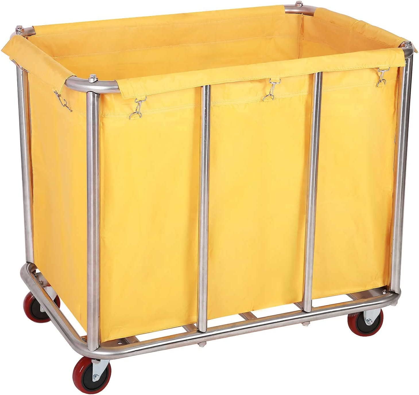 GUAIPOU Commercial Laundry Cart with Wheels,11.35 Bushel Large Laundry ...