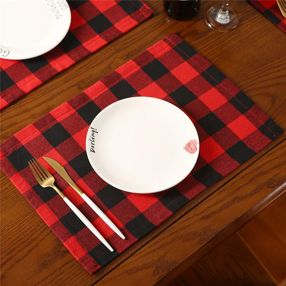 Click here for Bamaia Christmas Buffalo Plaid Placemats Set Of 6... prices