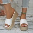 Bkhluea Women Plain Strap Espadrille Wedge Slide Sandals Comfortable ...